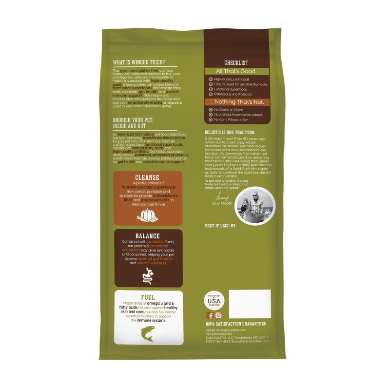 Concentrado Para Gato Solid Gold Sensitive Stomach Winged Tiger Quail – Arca de Noe